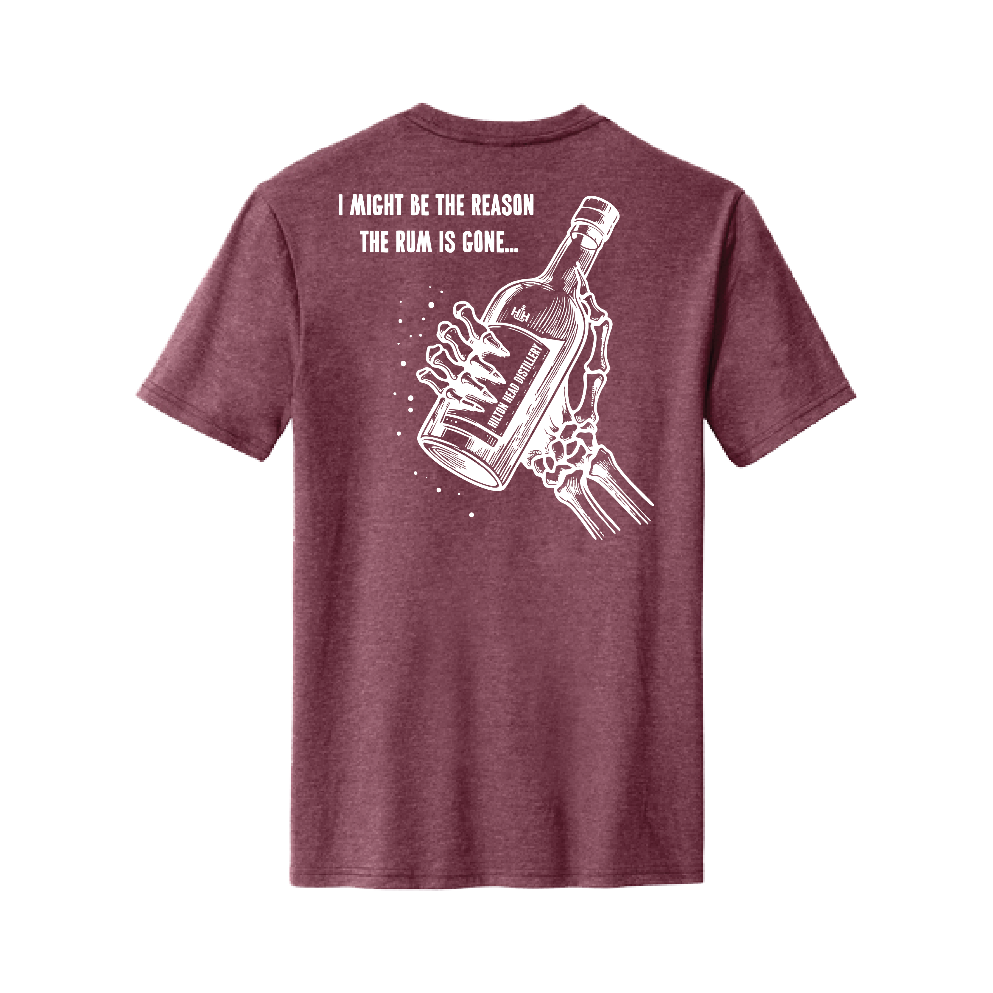 "Rum Gone" Skeleton T-Shirt- Maroon | Hilton Head Distillery